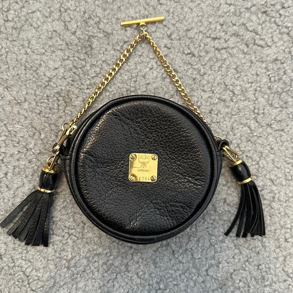 MCM | Bags | Mcm Black Round Leather Coin Purse | Poshmark